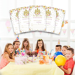 FujLoy Princess Birthday Invitation, Princess Birthday Party Invitations, Princess Party, Princess Castle Themed.（062）