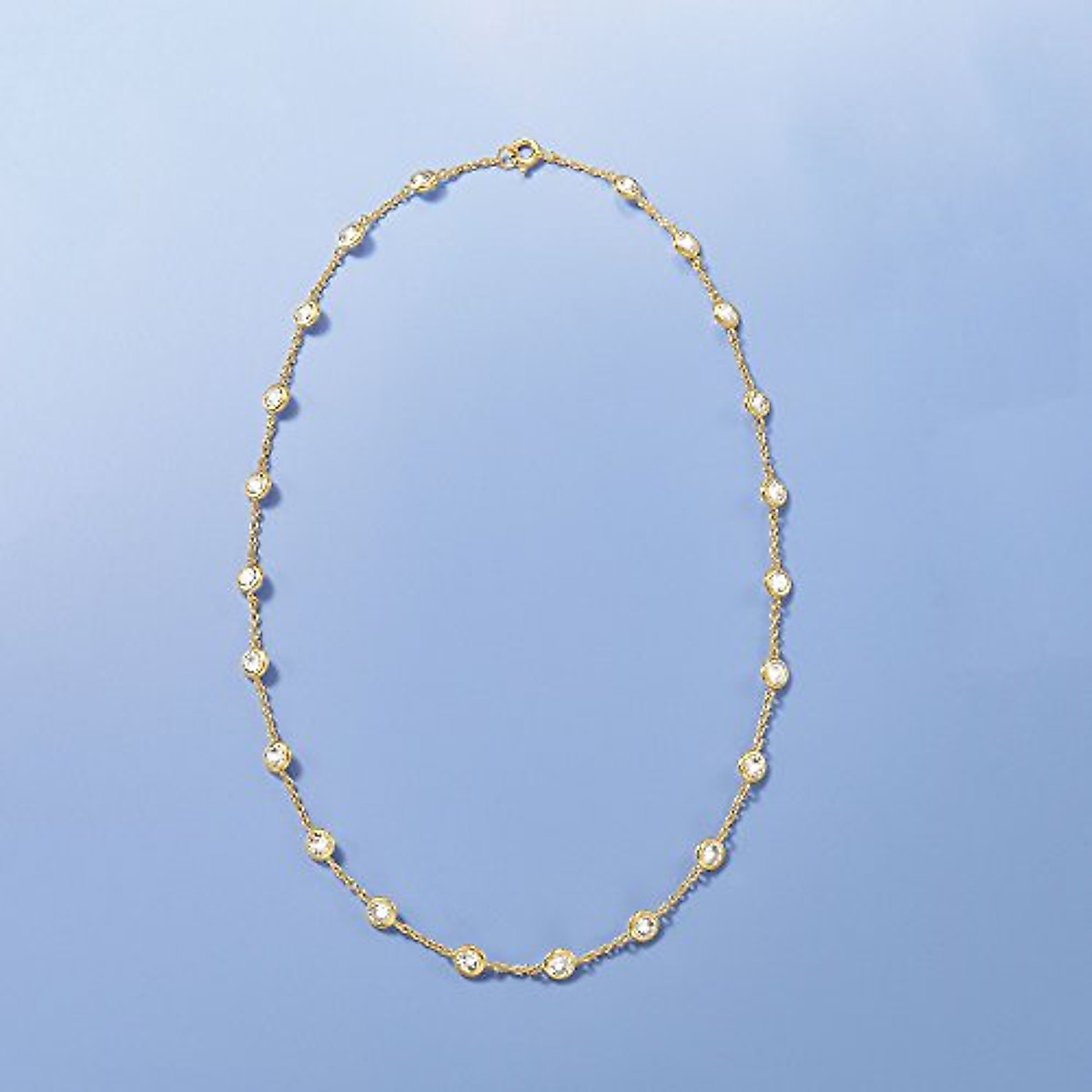 Ross-Simons 10.00 ct. t.w. Bezel-Set CZ Station Necklace in 18kt Gold Over Sterling. 16 inches