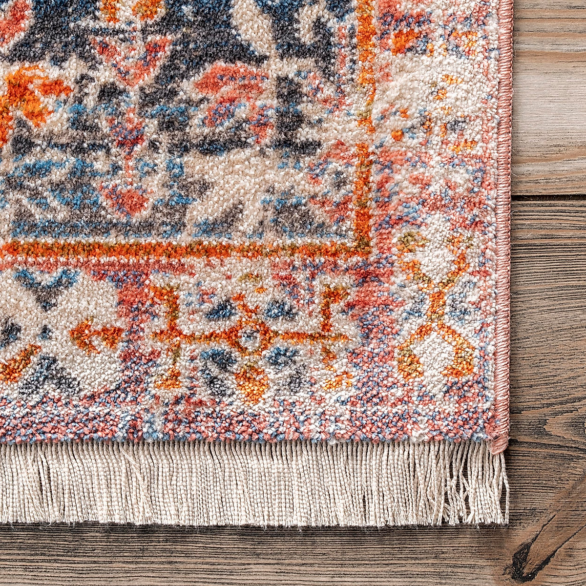 nuLOOM 2' x 6' Fringed Performance Indoor Area Rug, Power Loomed, Easy Clean, Durable, Non-Shed, Farley Rust