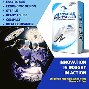 Disposable Skin Stapler (Suture Thread Alternative) with 55 Preloaded Wires Plus Stapler Remover Tool for Outdoor Camping Emergency Survival Demo, First Aid Field Emergency Practice Vet Use