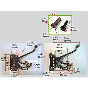 Richelieu Hardware 76464BAG Nystrom Triple Utility Swivel Hook, Brushed Oil-Rubbed Bronze