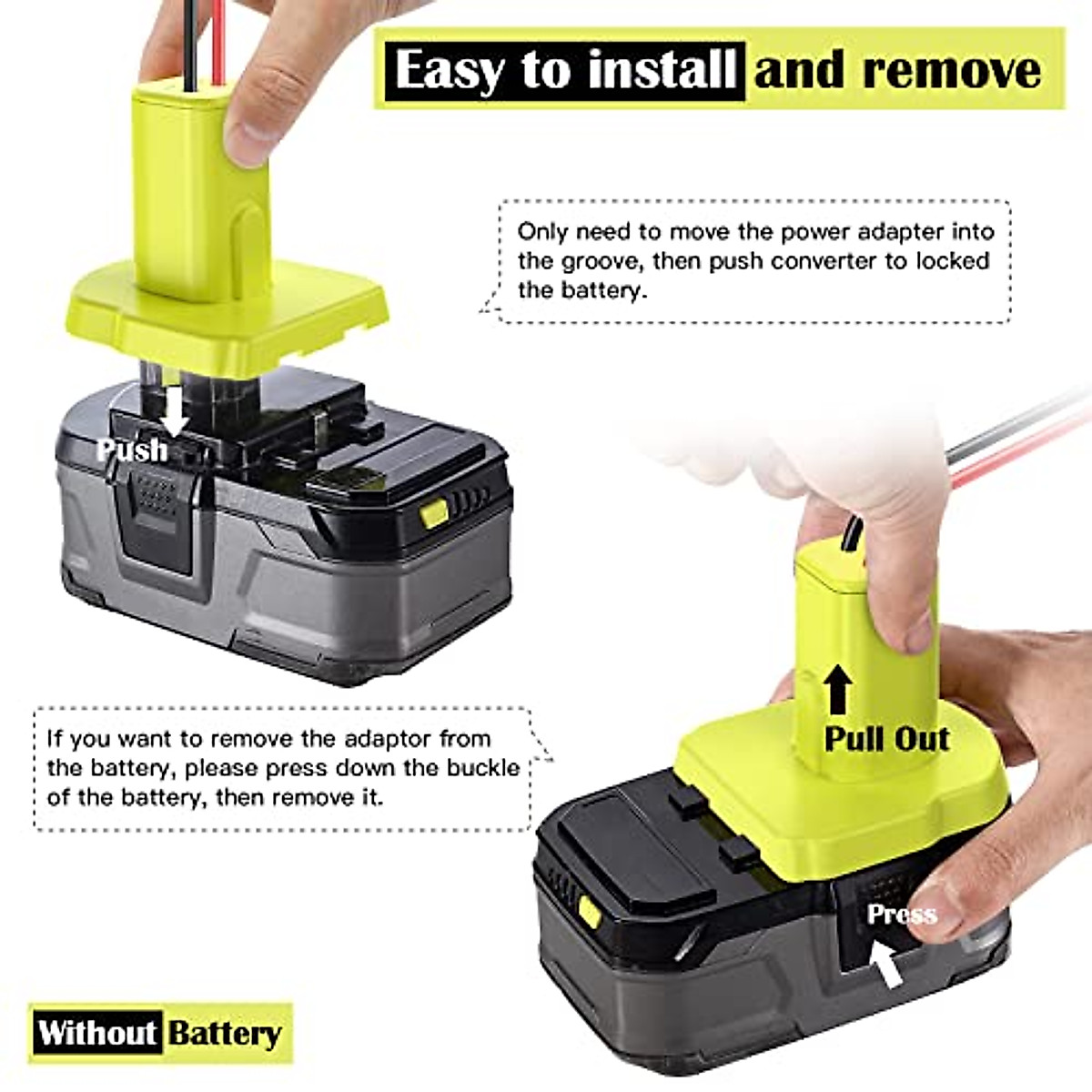 2 Packs Power Wheel Adapter for Ryobi 18V Battery Adapter Power Wheels ...