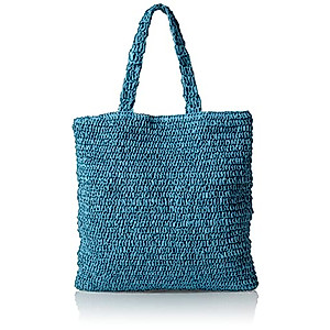The Drop Women's Ealga Flat Handle Straw Tote, Blue Sapphire, One Size