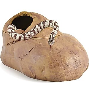 Antidious Snake Hide Cave for Gecko Shedding, Natural Rock Look Hideout, Reptiles Egg-Laying Shelters, Suitable for Ball Python,Corn Snake, Green Snake and Gecko, L Size