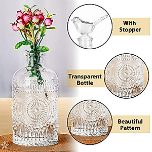 Gift Set-Diffuser Glass Bottles Decorative Bottles Vases Set of 4 Empty Clear DIY Fragrance Reed Diffuser Storage Bottle with Reeds Sticks for Home Office Desk Decoration Wedding Valentine Girl Women