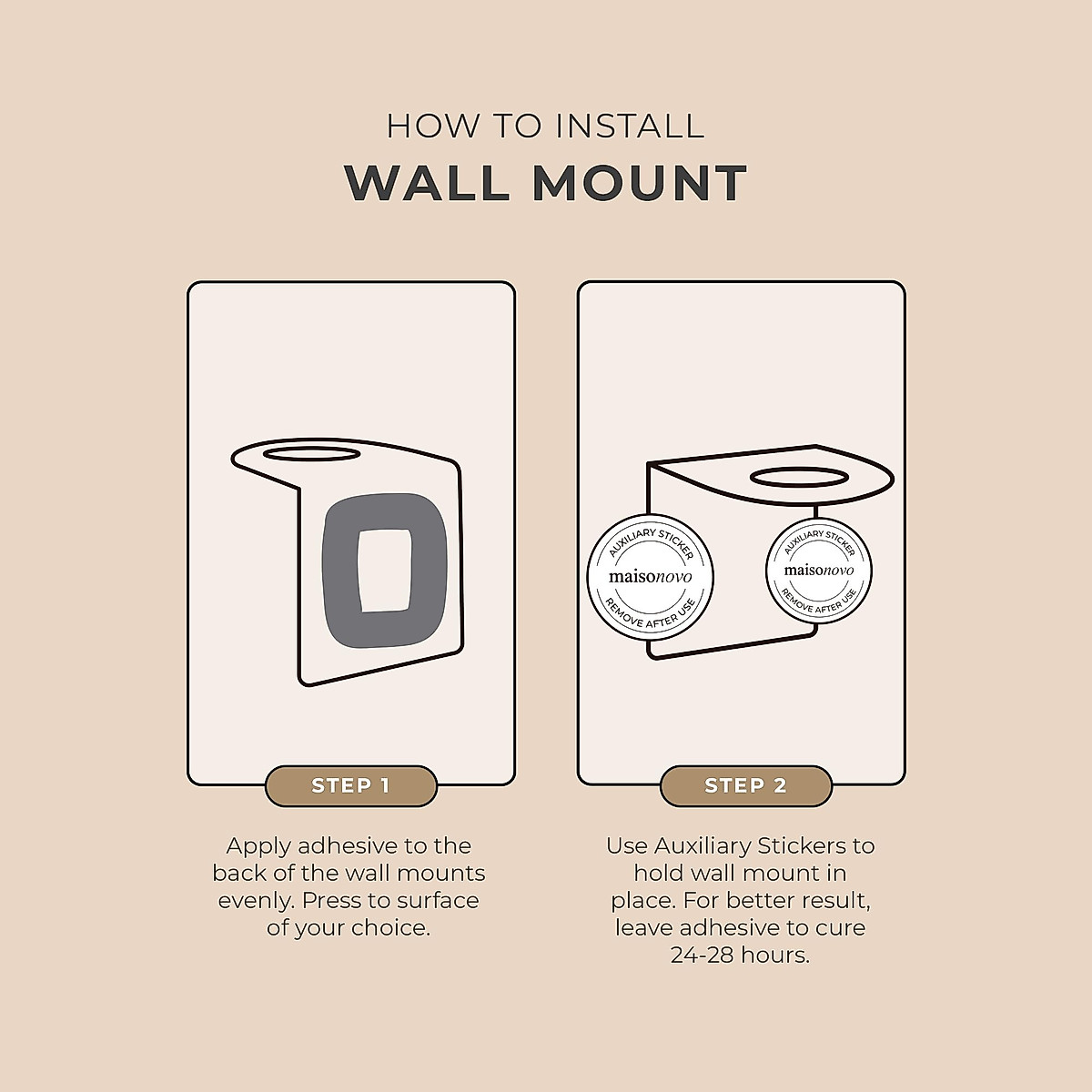 MaisoNovo Adhesive Soap Holder | Shampoo Bottle Holder Set of 2 - Black | Soap Bottle Holder | Wall Mounted Soap Holder | Soap Dispenser Holder