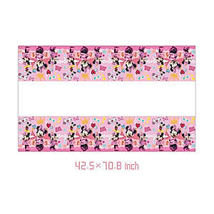 Omto 2pcs Minnie Tablecloth Disposable Tablecover Birthday Party Supplies and Decorations for Kid Boy Baby Shower Rectangle Tables 70"X42",2 Pack