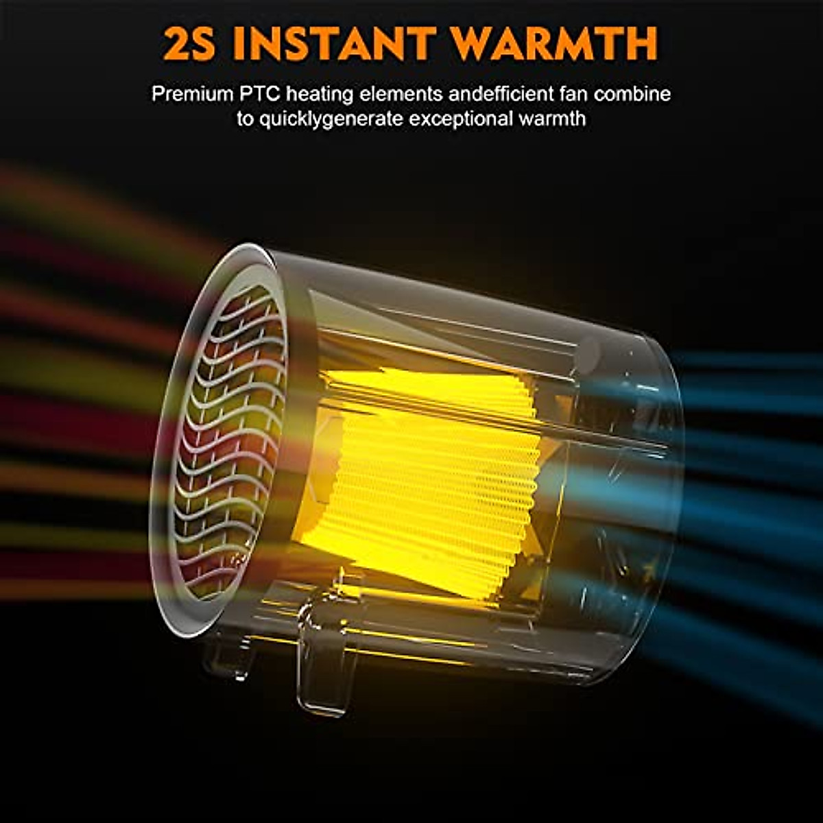 Space Heater, Hendoct Mini Portable Electric Space Heater 600W, PTC Ceramic Heater with Overheat Protection, Small Space Heater for Office, Bedroom and Under Desk