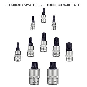 OEMTOOLS 23906 10 Piece Magnetic Triple Square Bit Socket Set, Triple Square Socket Set for European Vehicles, Includes Sturdy Storage Case