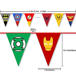 Superhero Theme Happy Birthday Banner for Kids Adults Fabric Banner Background for Birthday Party Decorations Pennant Banner Garland Decor for Kids Boys Girls Baby Shower Birthday Party Favor Supplies