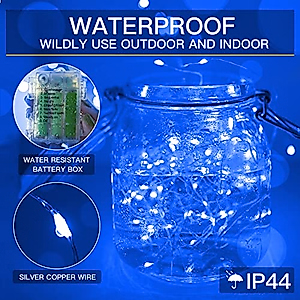 suddus 66ft 200 LED Outdoor String Lights, Blue Fairy Lights Battery Operated with Remote, Led Twinkle Lights for Bedroom, Dorm, Patio, Tapestry, Backyard, Garden, Christmas, Party, Indoor