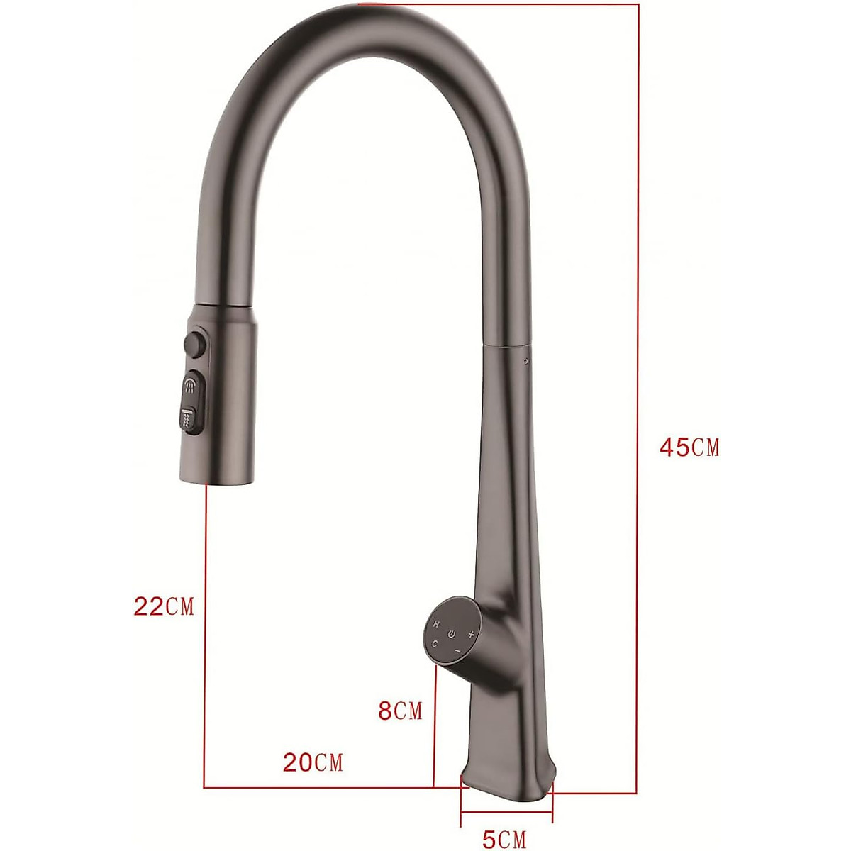 Touchless Kitchen Faucet with Put Down Sprayer, Touch Screen Kitchen Faucet with Temperature Display, Smart Sensor Kitchen Faucet, Brass Kitchen Sink Faucet, Kitchen Mixer Tap-Gray