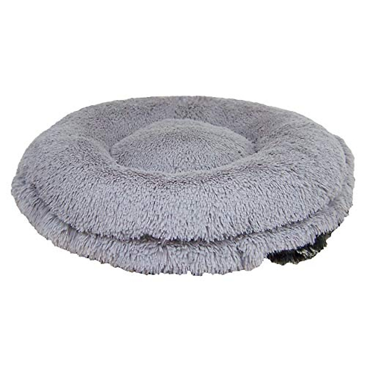 Bessie and Barnie Midnight Frost/Siberian Grey Luxury Shag Ultra Plush Faux Fur Bagelette Pet/Dog Bed (Multiple Sizes)