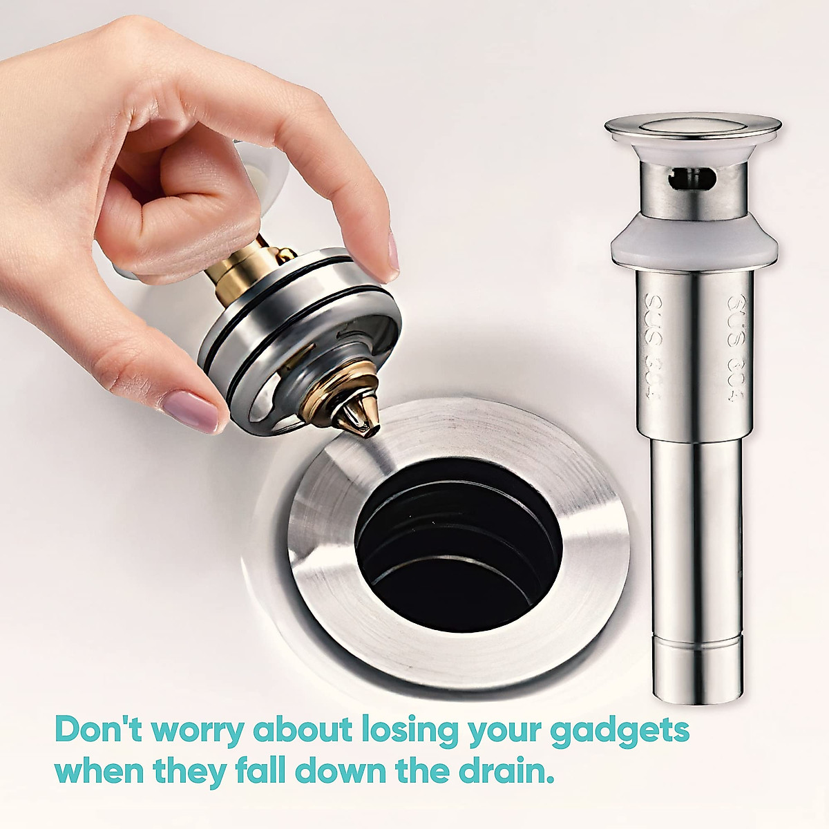 AMAZING FORCE Single Handle Bathroom Faucet Brushed Nickel Bathroom Sink Faucet Single Hole with Pop Up Drain Assembly 1.2 GPM