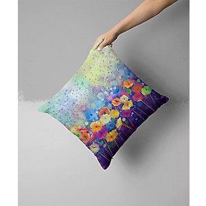 iiRov Summer Design Ink-Fuzed Decorative Throw Pillow - Abstract Flower Meadow v2