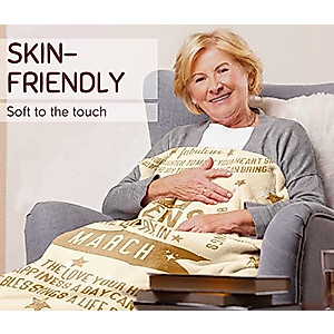 InnoBeta Birthday Gifts for Women, Birthday Gifts for Her, Bday Gifts - Queens are Born in March Birthday Gift Ideas for Mom, BFFs, Grandma, Aunt - Flannel Plush Blanket - 50"x 65"