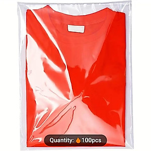 Muyindo 100 Pieces (9x12 Inch) Clear Plastic Bags for Packaging, Clothing & T-Shirts Strong Packing Self Adhesive Cellophane Bag