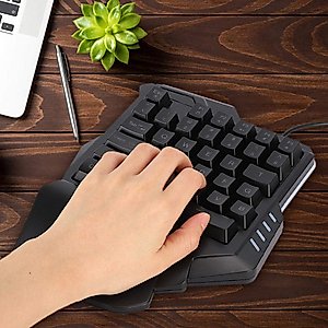 One Hand Gaming Keyboard, OneHanded Throne Left Hand Mechanical Keypad Mobile Game External, Ergonomic High and Low Key Design for Better Gaming Experenice