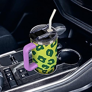 Leopard Pattern Cheetah Insulated Tumbler with Lid And Straw Stainless Steel Travel Coffee Mug 40oz Violet-style