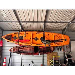 Tie Boss Kayak Hanger, Cargo Ceiling Storage, Overhead Storage, Watercraft Garage Storage, Hoist System. Green