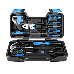JTSQ 39pcs Portable Blue Tool Set Durable Mechanics Household Tools Kit With Case Box Tool box Tool set Tool kit Multi tool Tool organizer Tool box organizer Hand tools Tool storage Home improve