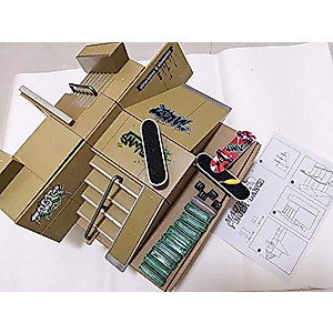 Kidsdream 8pcs Skate Park Kit Ramp Parts for Fingerboard Mini Finger Skateboard Fingerboards Ultimate Parks with 3PCS Finger Boards