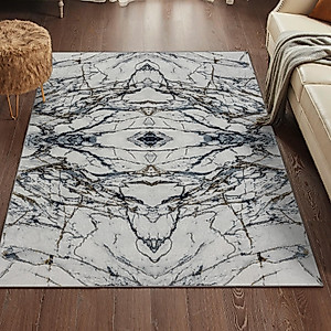 LUXE WEAVERS Marble Effect Abstract Blue 6x9 Area Rug