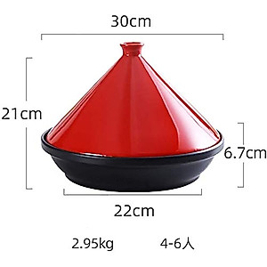 Ceramic Tagine Pot Red Ceramic Tagine Pot|30 cm Braiser Pan with Ceramic Lid|Slow Cooker Without Lead Cooking Healthy Food (Color : Red, Size : 125×145cm(49x57inch))