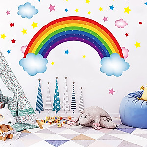 Joyduo 3 Sheets Rainbow Wall Decal Rainbow Wall Sticker, Large Removable Rainbow Butterflies Clouds Star Flower Wall Decals for Nursery Kids Girls Bedroom Decor