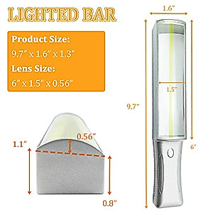 MAGDEPO 4X Lighted Handheld / Hand-Free Bar Magnifier 6 Bright LEDs with Yellow Tracker Line + 2X Stick Bar Magnifier Ideal for Reading Small Prints, Map, Newspaper, Magazine, Low Vision