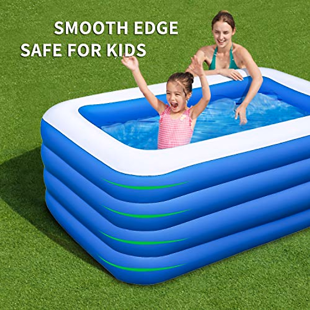 Inflatable Swimming Pool, 70x55x29 inch Inflatable Swimming Pool, Family Swimming Pool, Summer Water Party, Toddler, Outdoor, Garden, Backyard