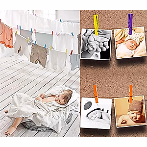 2" Pink Wooden Clothes Pins DIY Photo Garland Baby Shower Bag Clips Decorative Clothespins with Jute Twine Pack 50