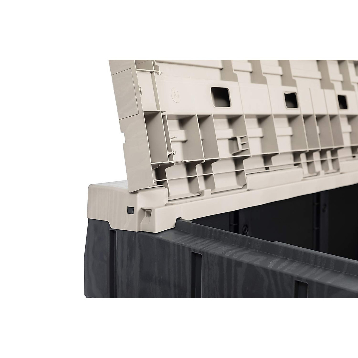 Toomax Stora Way Horizontal Outdoor Storage Shed Cabinet for Trash Cans, Gardening Tools, and Yard Equipment, Taupe Gray/Brown