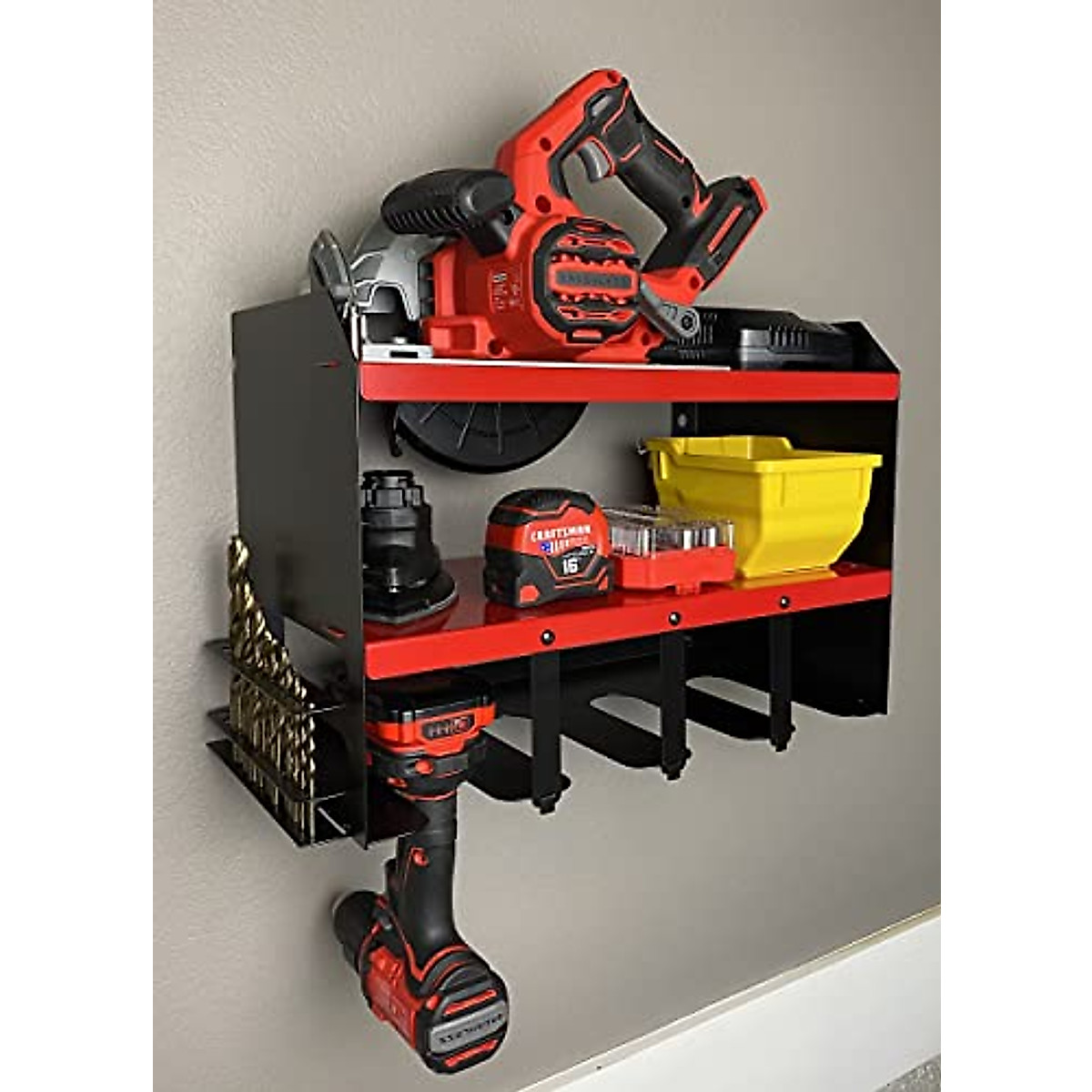 Zu Homes Power Tool Organizer Cordless Tool Storage Rack Garage Tool Organizer Power Drill Holder Power Saw Organizer Wall Mount Tool Box