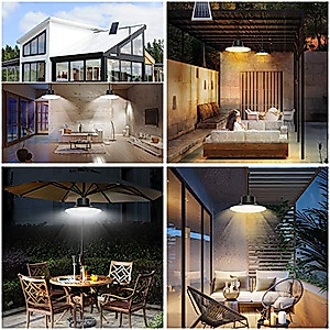 NIORSUN Solar Lights Outdoor, LED Solar Pendant Lights 5000K|4000K|3000K| Dimmable Lighting with Remote Control, 2x16.4ft Cable IP65 Waterproof for Indoor, Garden, Patio, Garage, Camp(2 Pack)