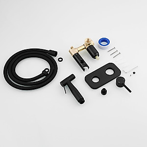 Brass Handheld Bidet Toilet Sprayer, Wall Mount Baby Cloth Diaper Sprayer, Concealed Bidet Sprayer Hot and Cold Water, Handheld Bidet Sprayer for Toilet Cleaning and Personal Hygiene (Black)