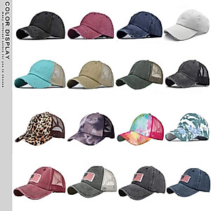 Criss Cross Ponytail Hat Washed Distressed Mesh Womens Baseball Cap Dad Hat Ponytail Hat for Women