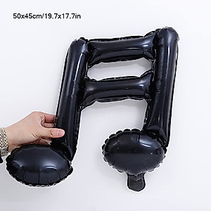 Kawailay 20 Pcs Music Note Foil Mylar Balloons Music Themed Balloons Music Birthday Party Balloons for Birthday Dance Wedding Anniversary Graduation Baby Shower Party Decoration - Black
