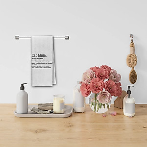 Dibor Cat Mum Definition Kitchen Towels Dish Towels Dishcloth,Inspirational Cay Mom Decorative Absorbent Drying Cloth Hand Towels Tea Towels for Bathroom Kitchen,Cat Lovers Cat Mom Cat Owners Gifts