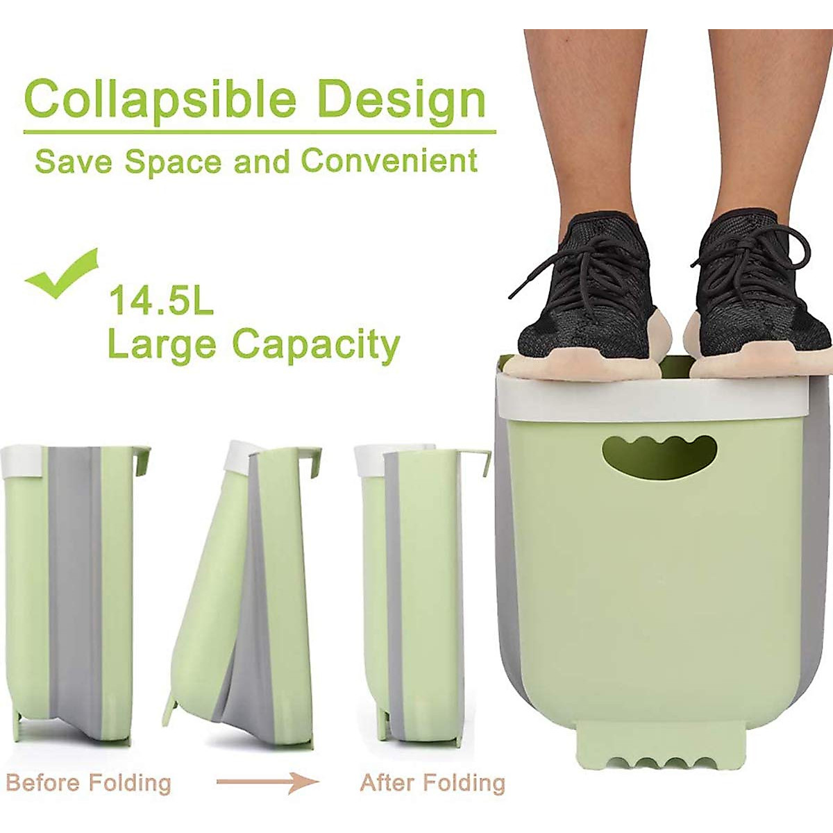 Kitchen Hanging Trash Can,Collapsible Small Garbage Bin for Kitchen Cabinet Cupboard Door, Portable Folding Home Outdoor Plastic Waste Container - 10 L / 2.6 Gallon (Green) (Green)