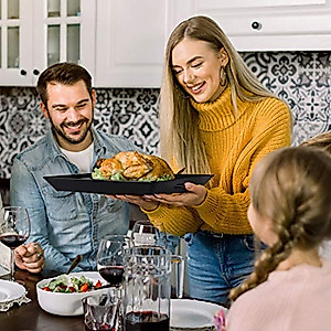 i BKGOO Black Large Tray,Melamine Serving Tray with Handles, Set of 2 Rectangular Tray for Food Organizer,Breakfast, Lunch, Dinner 15.5 x 12.2 x 1.6 inch