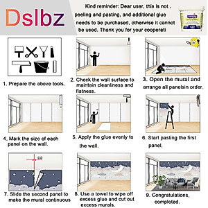 Dslbz Star Moon Nursery Children's Room Wall Mural Wallpaper for Bedroom 98" x 71"(W x H)