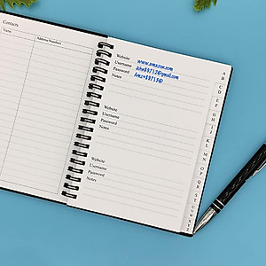 Nokingo Spiral Password Book with Alphabetical Tabs - 5x7 inch Password Organizer with A-Z Tabs for Internet Login, Website, Username, Password. Password Keeper for Home or Office, PU Cover, Teal