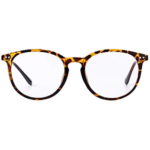 Kursan Non Prescription Clear Lens Fake Glasses for Women Men Retro Round Plastic Frame Eyeglasses (Trotoise)