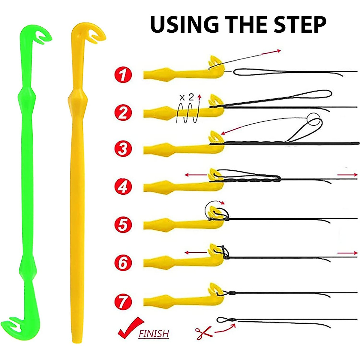 baixikly 4 Pcs Easy Hook Loop Tyer Disgorger Tool Plastic Hook Disgorger Set Tie Fast Knot Tying Tool for Fly Fishing Yellow Green