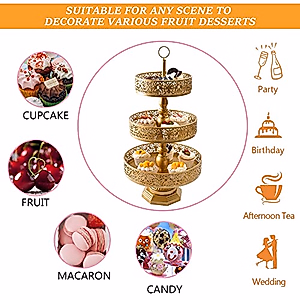 weharnar Gold Cupcake Stand - Tiered Dessert Table Display Set 3 Tier Metal Gold Serving Tray Round Cake Stand Holder for Wedding Tea Party Baby Shower Birthday Christmas Decor