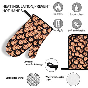 Custom Oven Mitts, Personalized Oven Mitts and Pot Holders with Your Face, Baking Gifts for Women for Kitchen Cooking, BBQ, Grillin-Style1, 1 Oven Mitts+ 1 Pot Holders