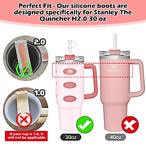 Silicone Boot for Stanley H2.0 30 oz Quencher,with Silicone Spill Proof Stopper Set Stanley Upgraded All Inclusive Silicone Boot Protects Against Dents Leakproof Stanley Cup Accessories-2pcs