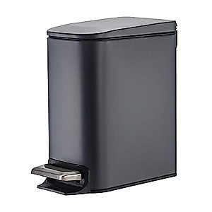 Siapapla Small Bathroom Trash Can with Lid,Step Pedal Stainless Steel Garbage Can,Slim and Narrow Rectangular Trash Bin,Inner Bucket for Bedroom,Kitchen,Office,1.6 Gal/6L,Grey