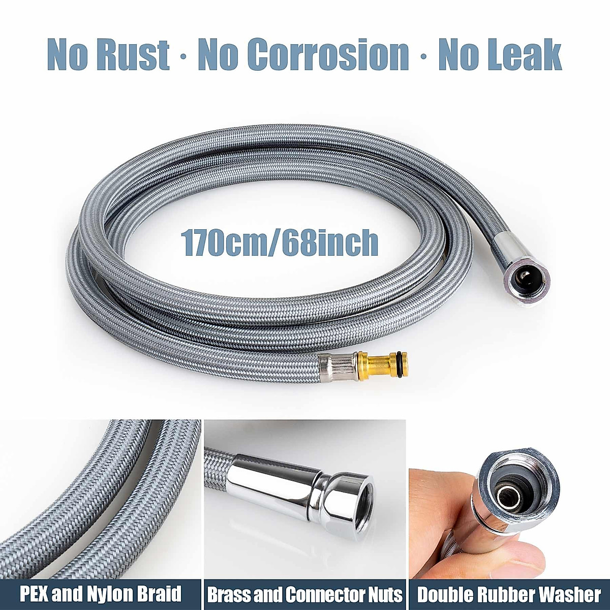 Kitchen Faucet for 150259 Moen Replacement Parts, Pull Down Hose, Sink Sprayer Replacement, Compatible With Moen Parts 187108 Reflex, Brass Connector, 68 Inches